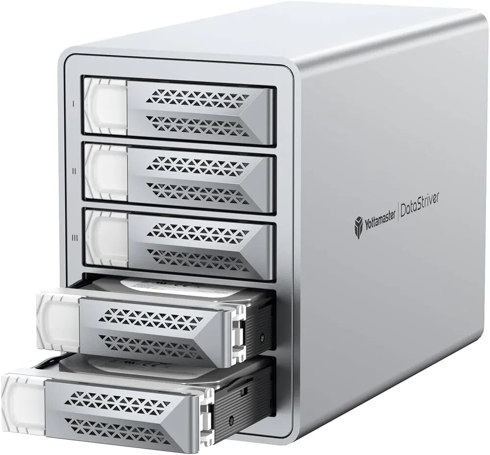 Yottamaster Внешний RAID массив 5 бай VN500RU3 USB 3.0, поддержка до 110 ТБ (5x22TB), RAID 0/1/5/10/JBOD, для HDD/SSD 3.5"/2.5"