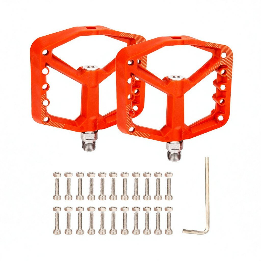 ZTTO Педали для горных велосипедов MTB из нейлонового волокна Платформенные плоские педали Антискользящие 9/16 дюйма Герметированный подшипник для BMX MTB горных велосипедов дорожных велосипедов Черный Красный Синий Оранжевый Зеленый Желтый 109*16*124мм
