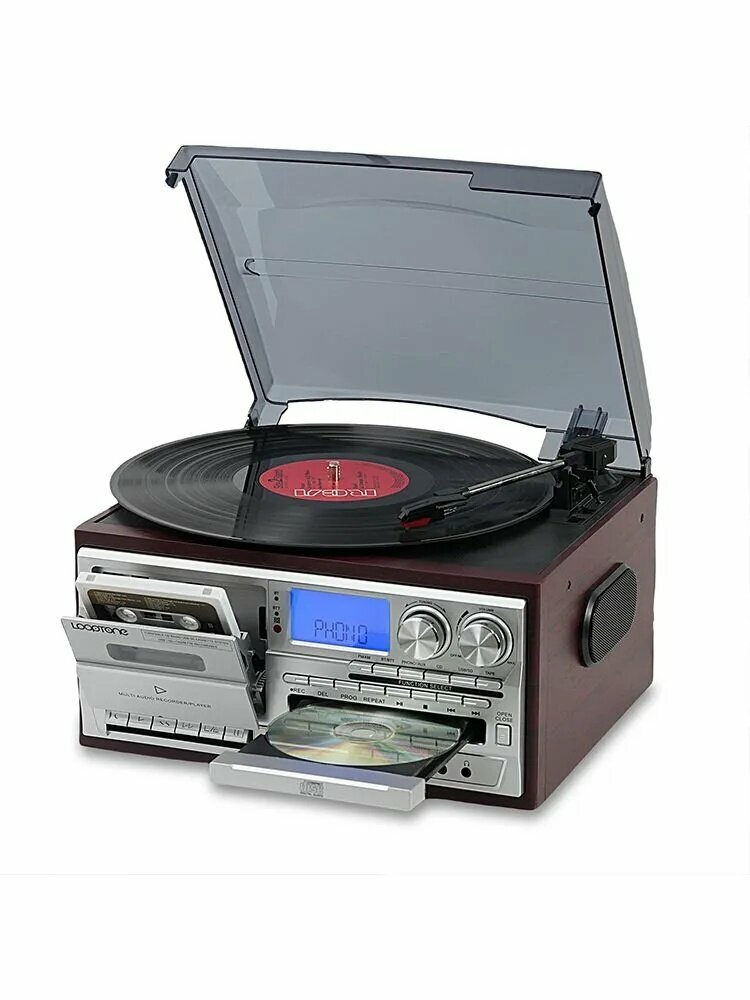 LoopTone 3 скорости Виниловый проигрыватель 10 в 1 Bluetooth ретро CD кассета радио AM FM USB Aux In RCA