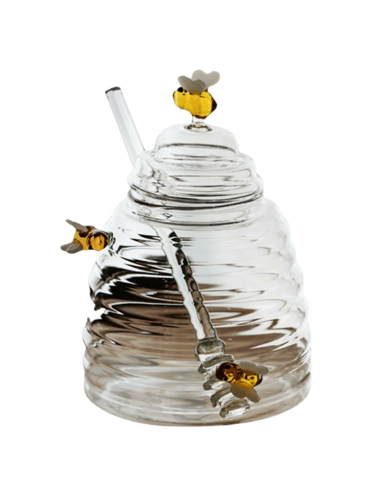 Банка для меда с сотами с крышками и диспенсер для меда с палочкой Стеклянный контейнер