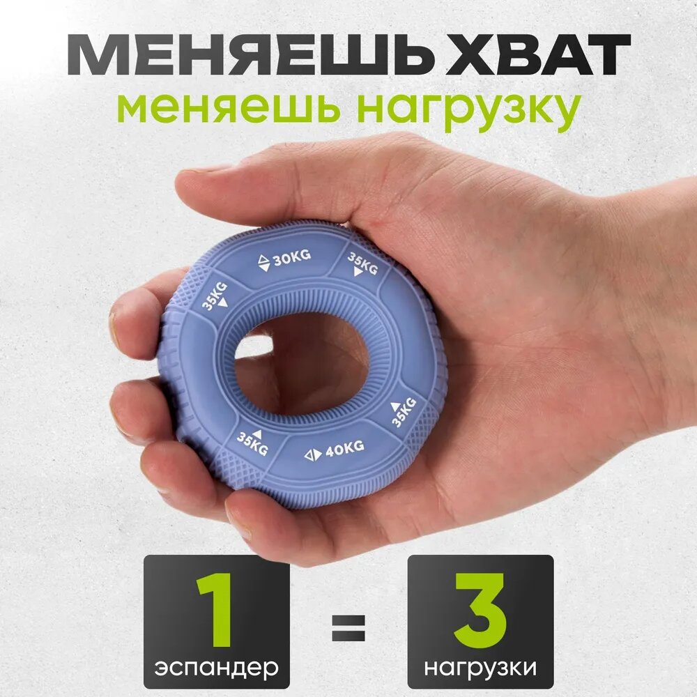 Эспандер кистевой кольцевой для развития мышц кисти 35 кг, 1 шт - эффективный тренажер для силы хвата — фото 1