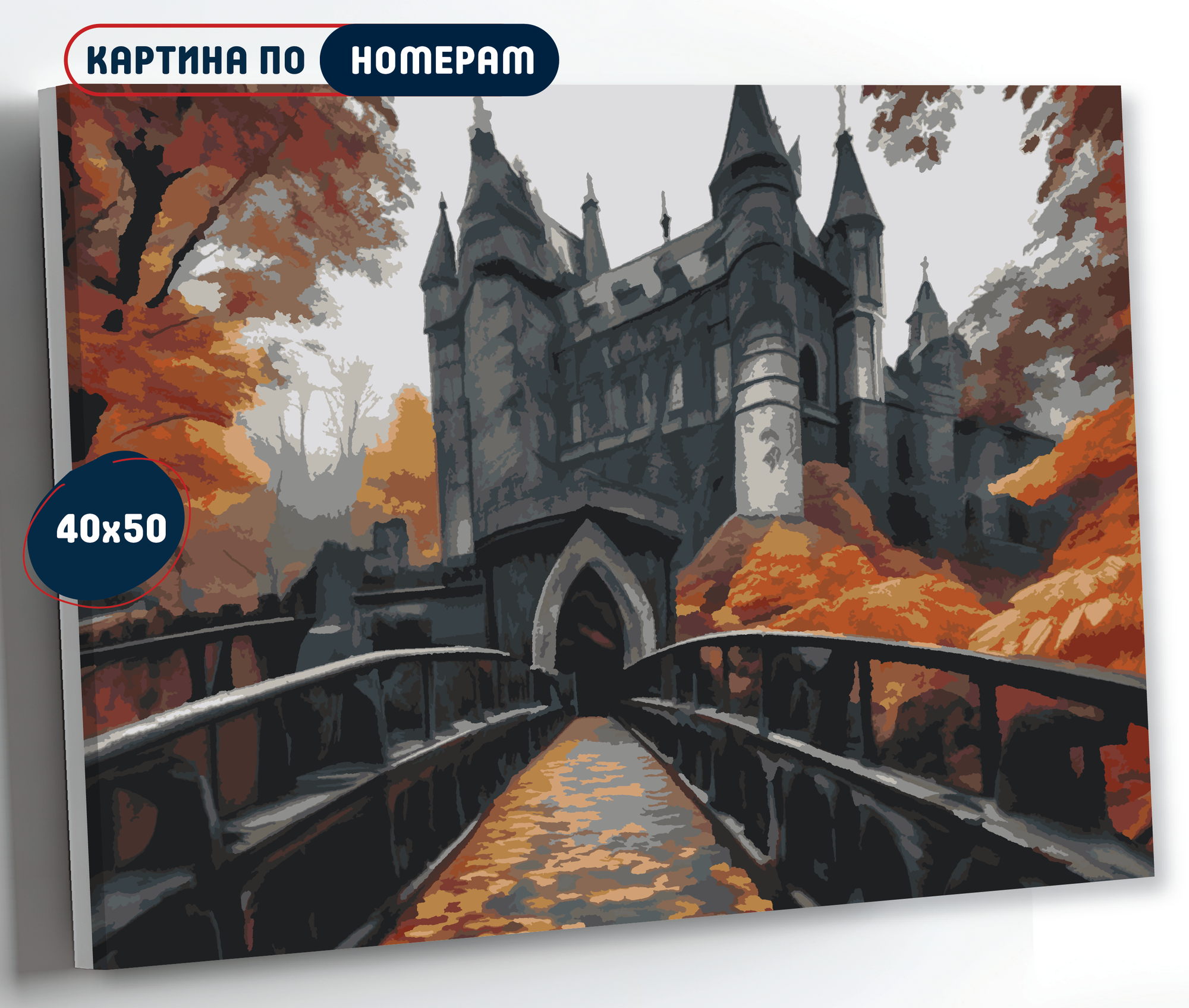 Картина по номерам "Замок", Холст на подрамнике 40х50, набор для рисования, с природой