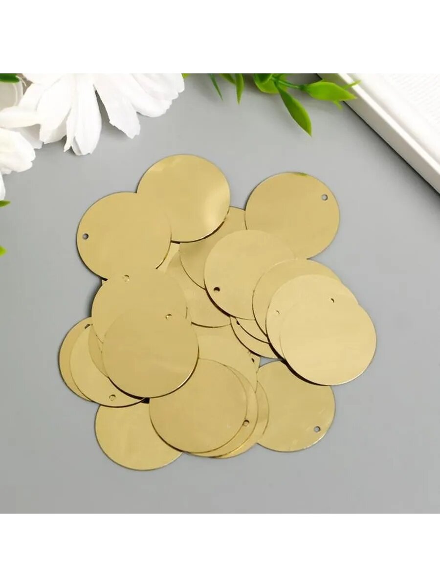 Блестящие золотые пайетки для творчества