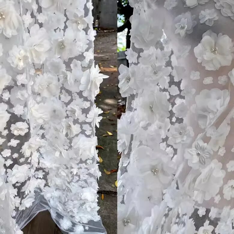 Полиэстерная сетчатая ткань с вышивкой бисером