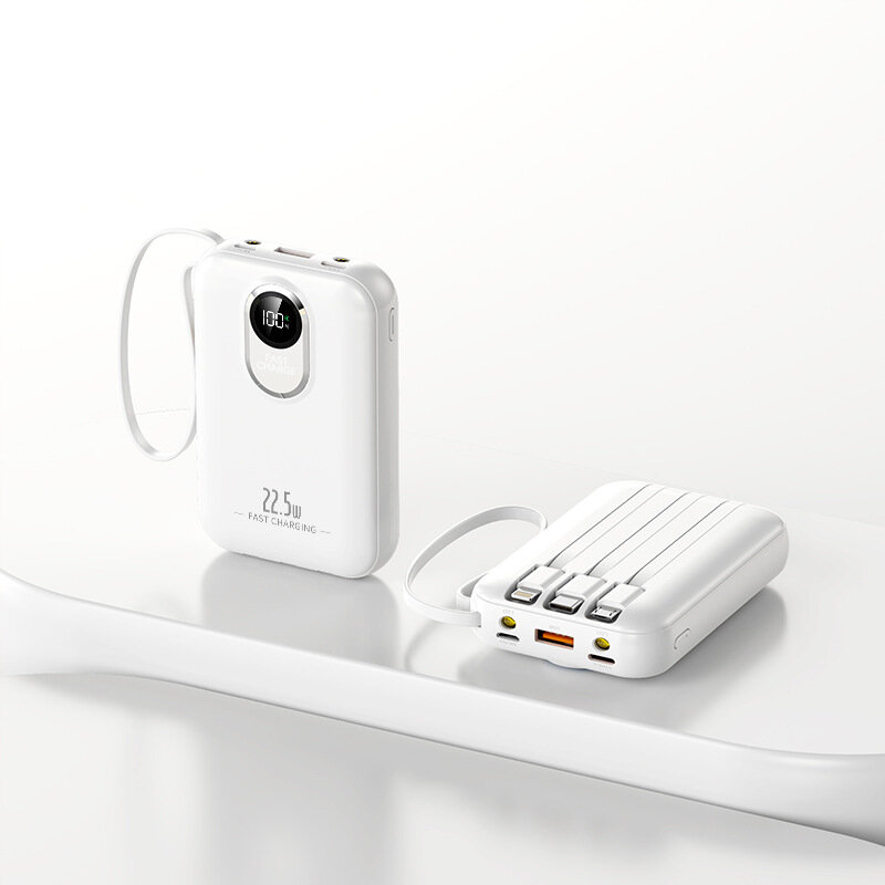 Портативный Power Bank 20000mAh с ультра большой емкостью, встроенным кабелем, быстрой зарядкой, мини-портативный мобильный источник питания