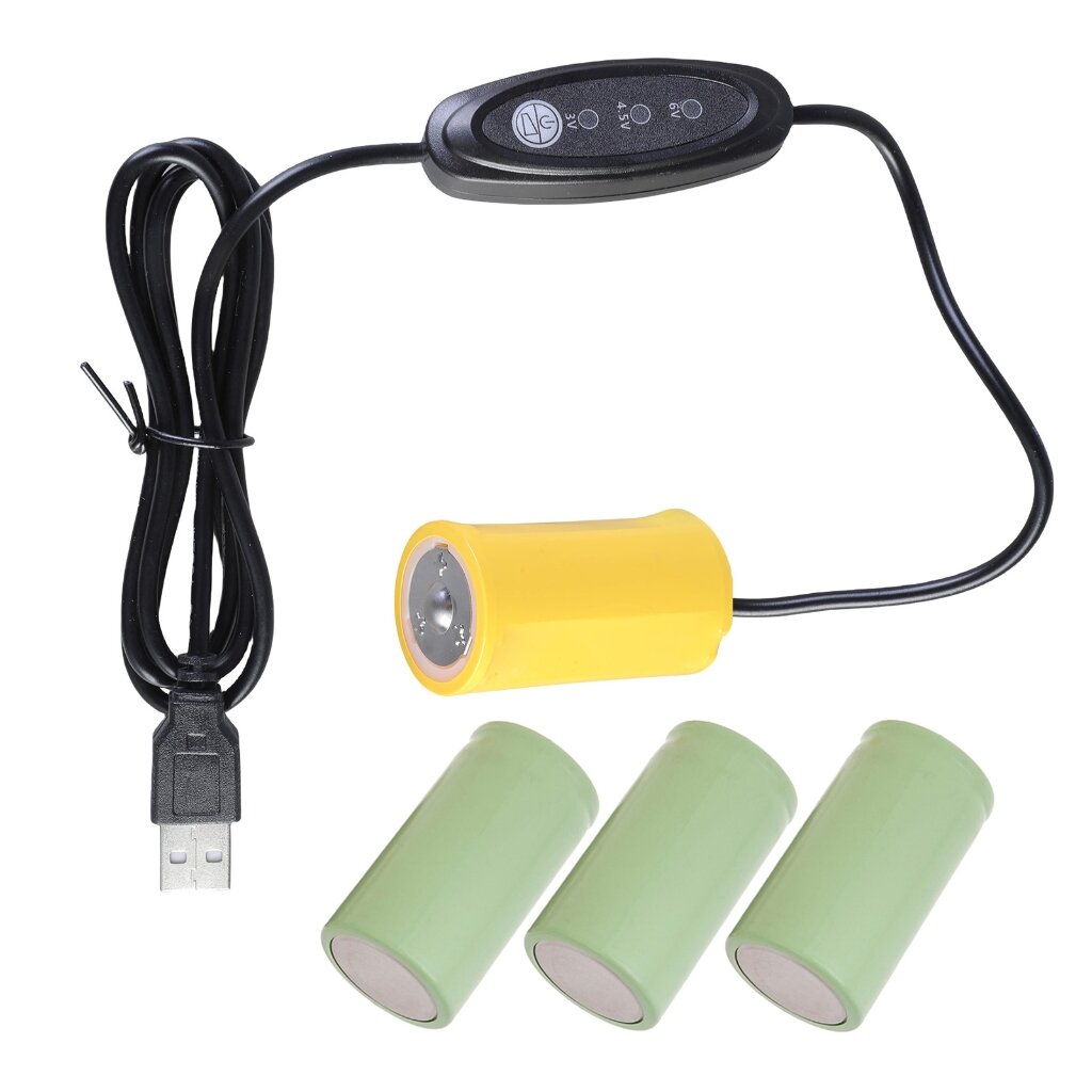 USB преобразователь питания 5В 2А в 3В/4,5В/6В для замены батареек LR20 D