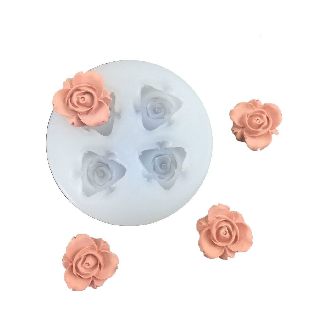 Силиконовая форма для шоколада и фонтана в форме розы, 4 маленьких рулета