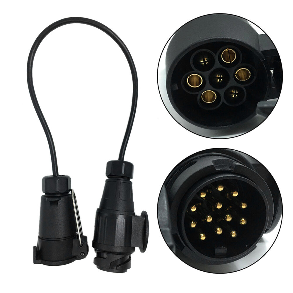 Tirol 12V 7 To 13 Pin Trailer Cable Adapter Wiring Connector Towbar Plug & Socket, Black, ABS+ copper, Cable Length 42cm, Wire gauge 7 * 0.5mm, Line diameter 6.4mm, Item NO. T22468