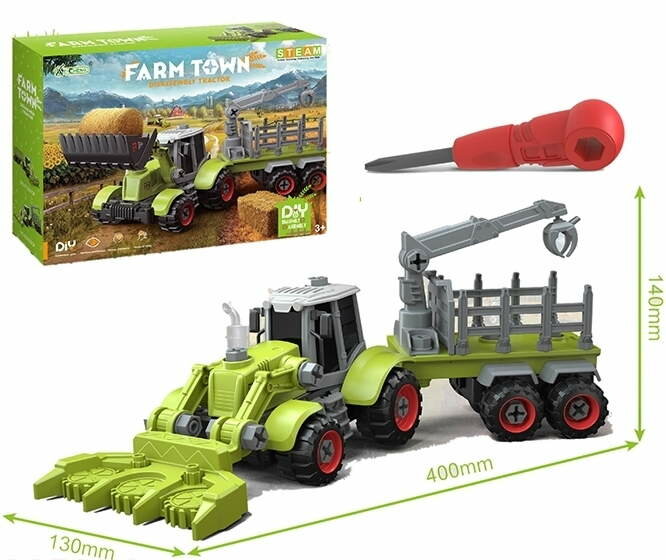DIY Конструктор Трактор с косилкой и прицепом FC6020A с 3 лет