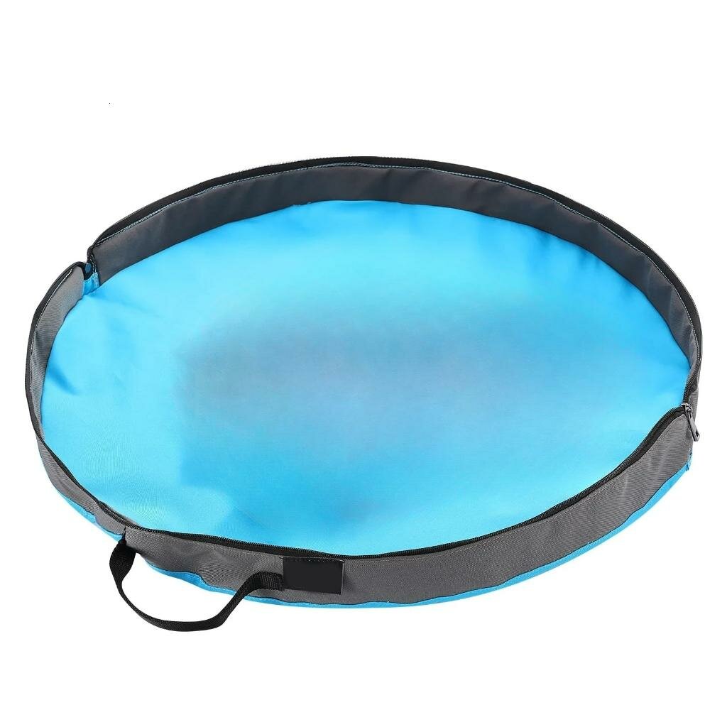 Многофункциональный игровой коврик из строительных блоков с сумкой-чехлом на молнии, Небесно-голубой