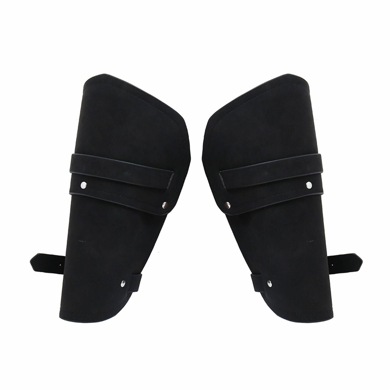 Черные кожаные наручи для взрослых, 1 пара, Черный