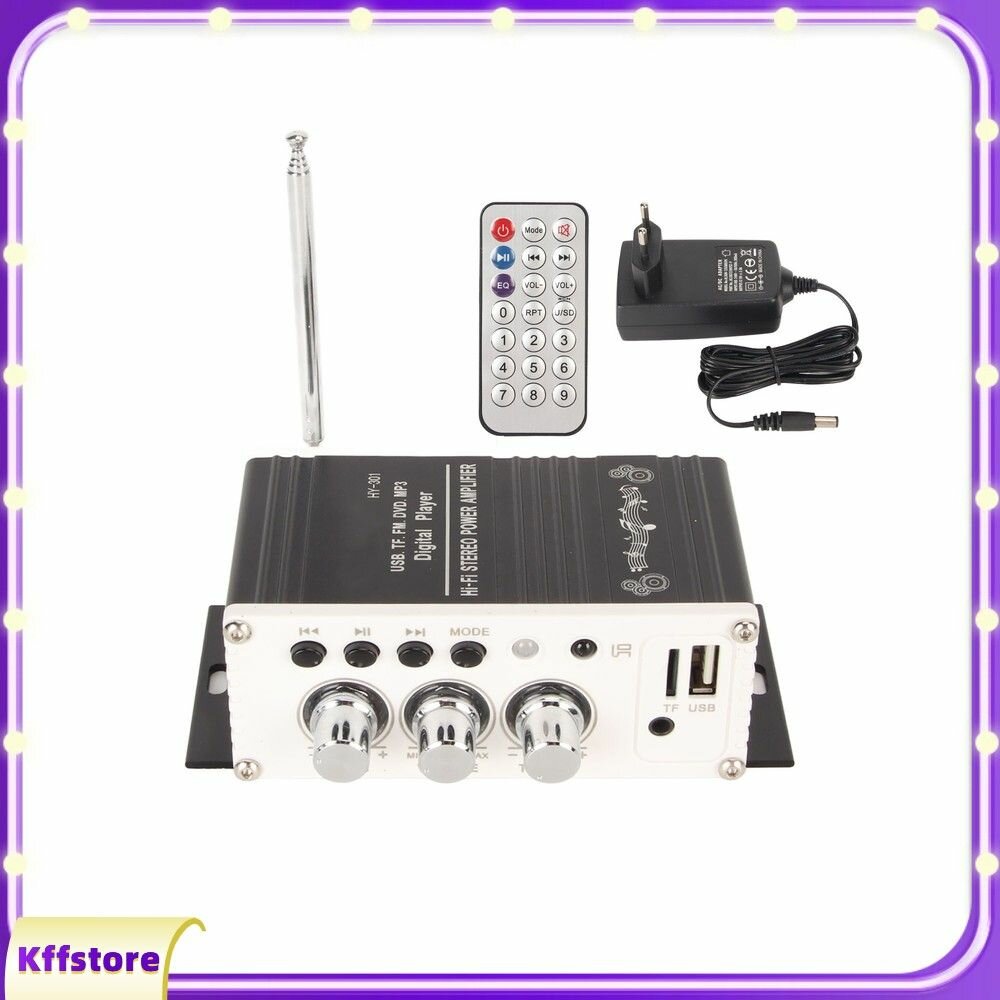 Автомобильный усилитель мощности 2-канальный, Bluetooth 5.0, цифровой мини-стереоусилитель Hi-Fi, с пультом ДУ, 100-240В