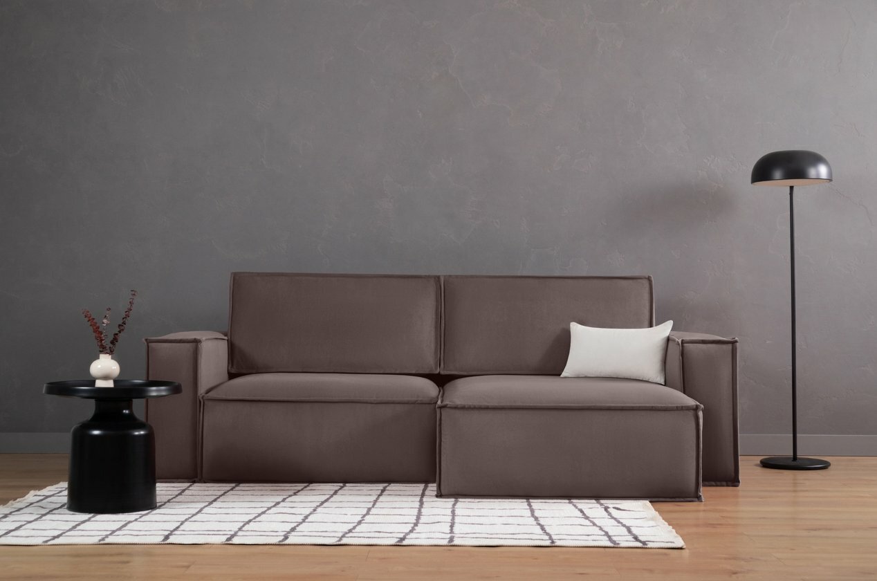 Диван угловой раскладной Divan.ru Эби-1 Velvet Stone, 254х167х87, спальное место 162х201, велюр, коричневый, серый