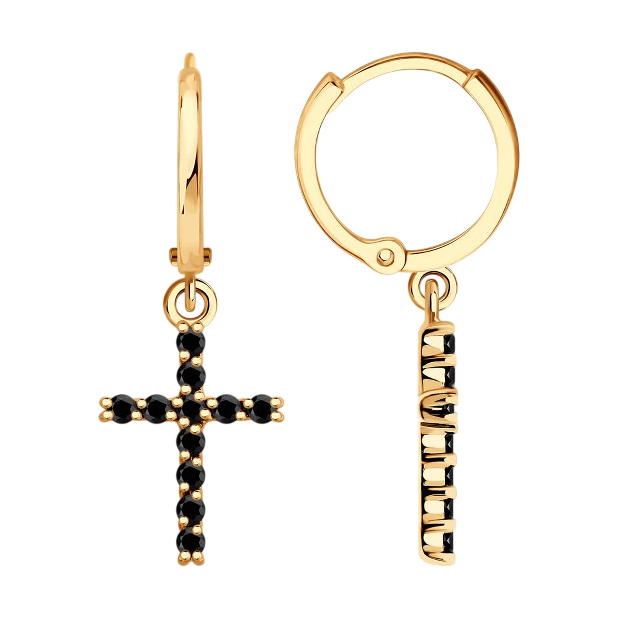 Серьги, красное золото, 585 проба, шпинель