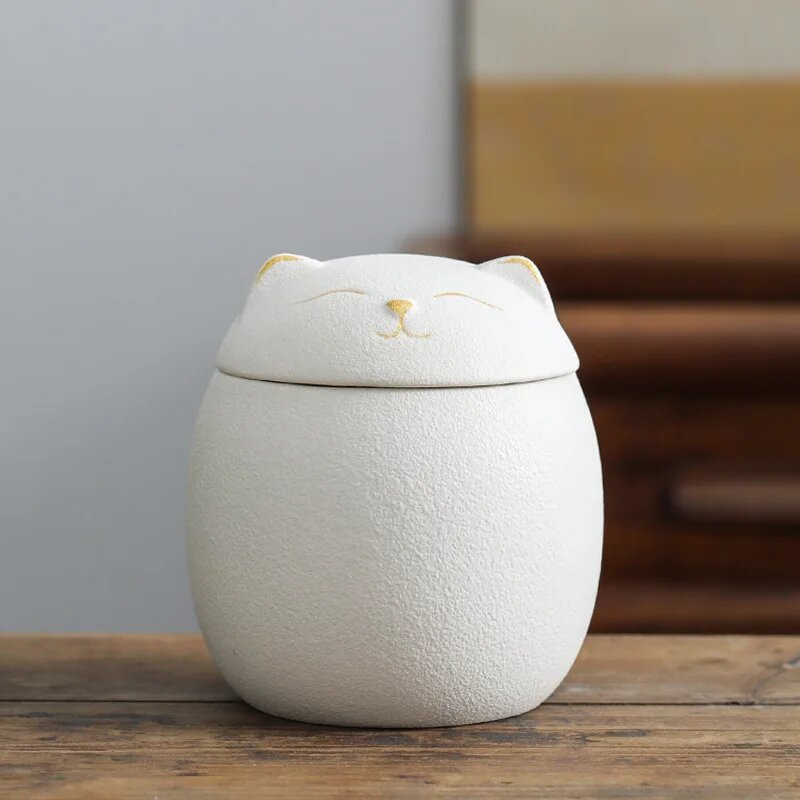 Керамическая урна для пепла кошки OIMG Белый, 1pcs