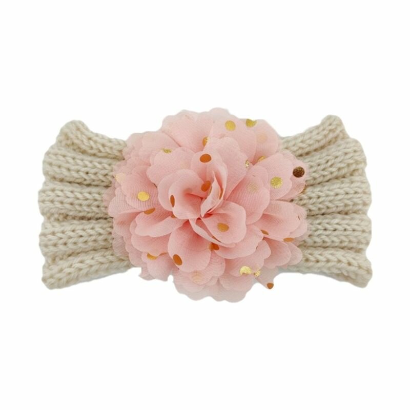 Детская вязаная шерстяная лента для волос-бежевый