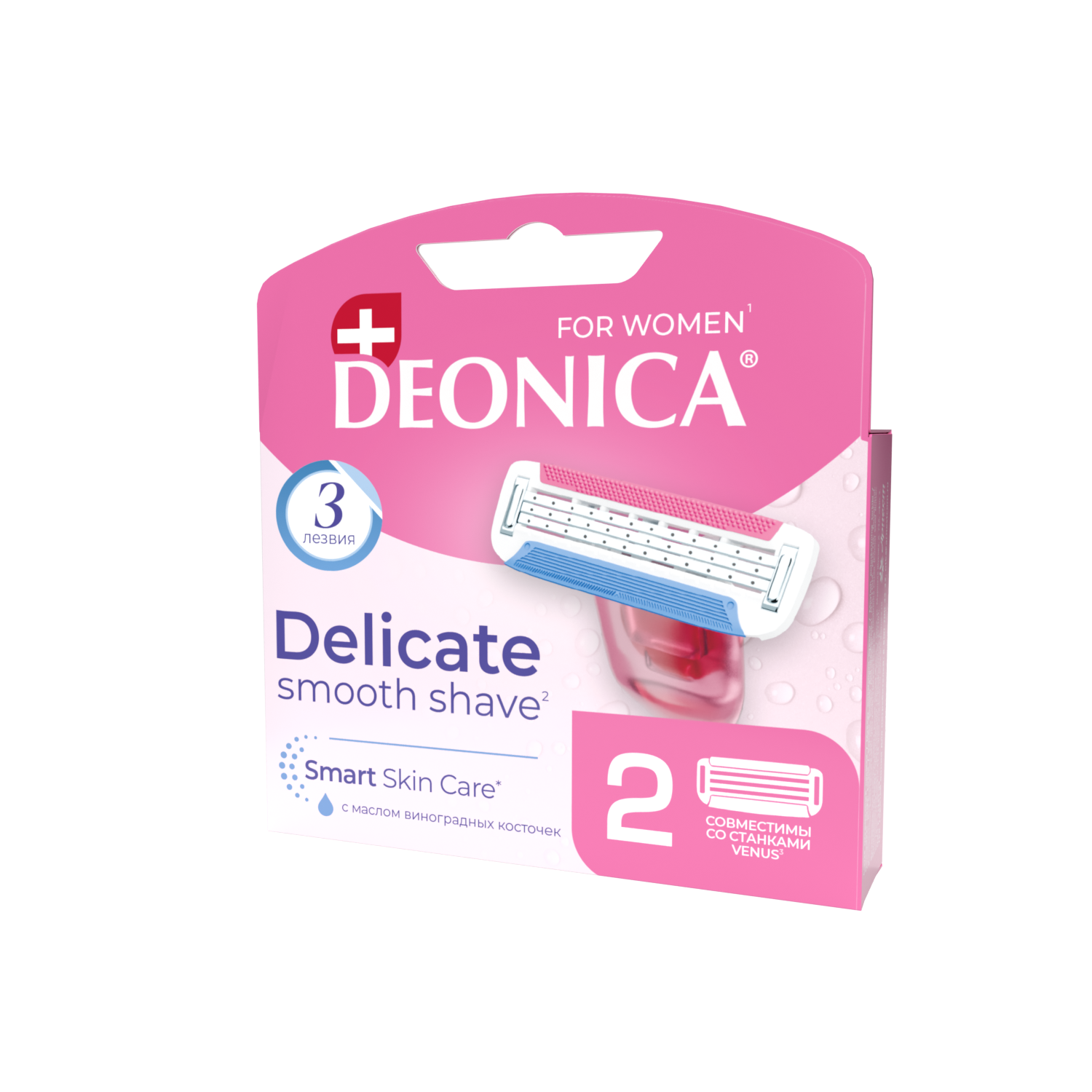 Сменные кассеты 3 лезвия DEONICA 3 FOR WOMEN , 2 шт.
