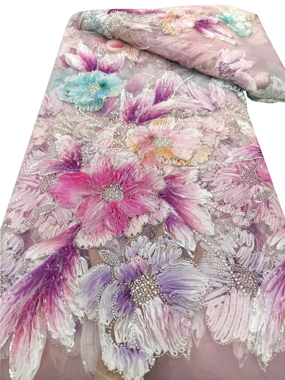 Высококачественная вышивка, французский тюль, сетчатая кружевная ткань с бисером, роскошная африканская кружевная ткань с блестками, 5 ярдов, нигерийская кружевная ткань для платья S28