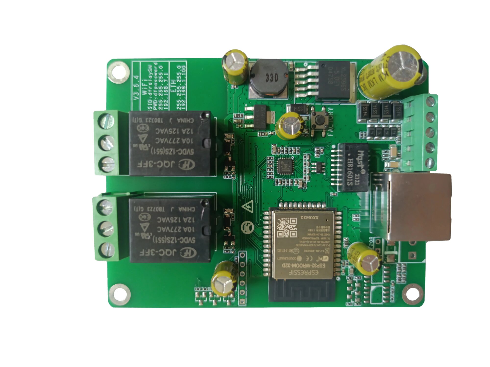 Ethernet Relay Board DTWONDER 2CH ETH WIFI RS485