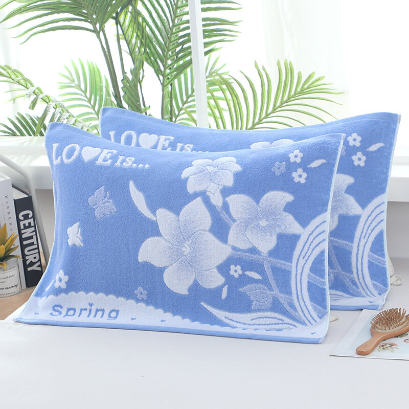 Чистая хлопковая махровая подушка-полотенце, мультяшное полотенце из 100% хлопка, впитывающее пот, утолщенное полотенце для подушки, для студентов и взрослых, высококачественное покрывало для зимы