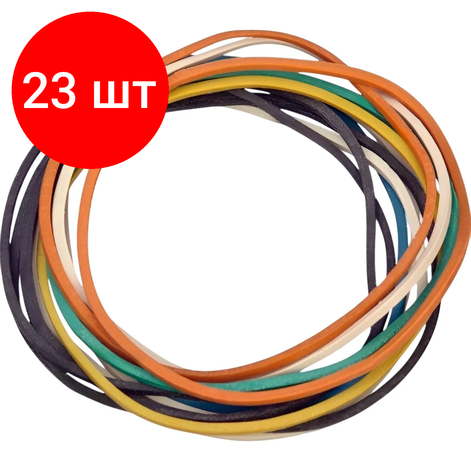 Комплект 23 упаковок, Резинка универсальная 500г диам.60мм. цвет ассорти