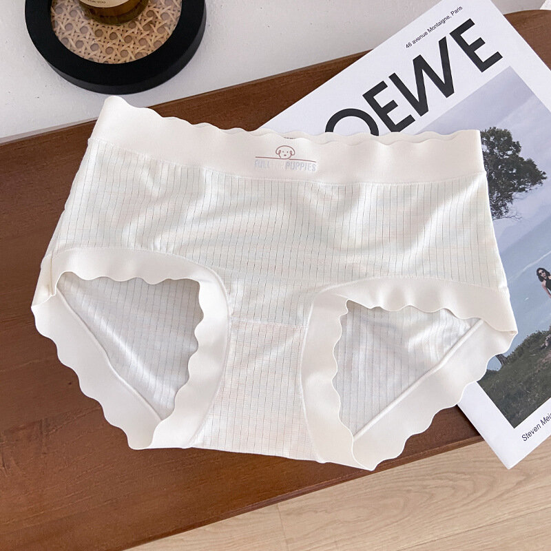 2024 Бесшовное женское нижнее белье из чистого хлопка, класс 3A, антибактериальные боксеры для девочек, средняя талия, облегающее нижнее белье, антибактериальное