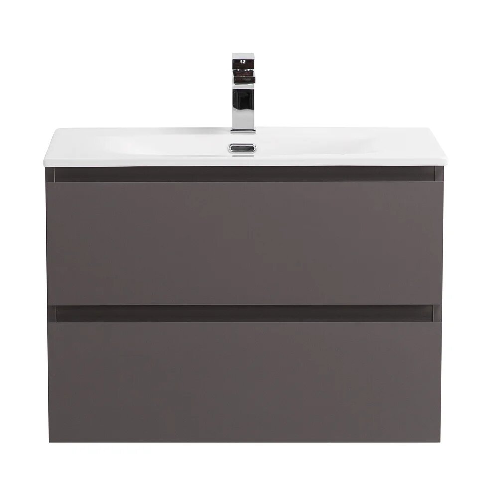 Тумба с раковиной BelBagno Kraft 39 70 подвесная, 71 см, серая, матовая, из МДФ, с ящиками, раковина для ванной фаянсовая, прямоугольная, встроенный слив-перелив