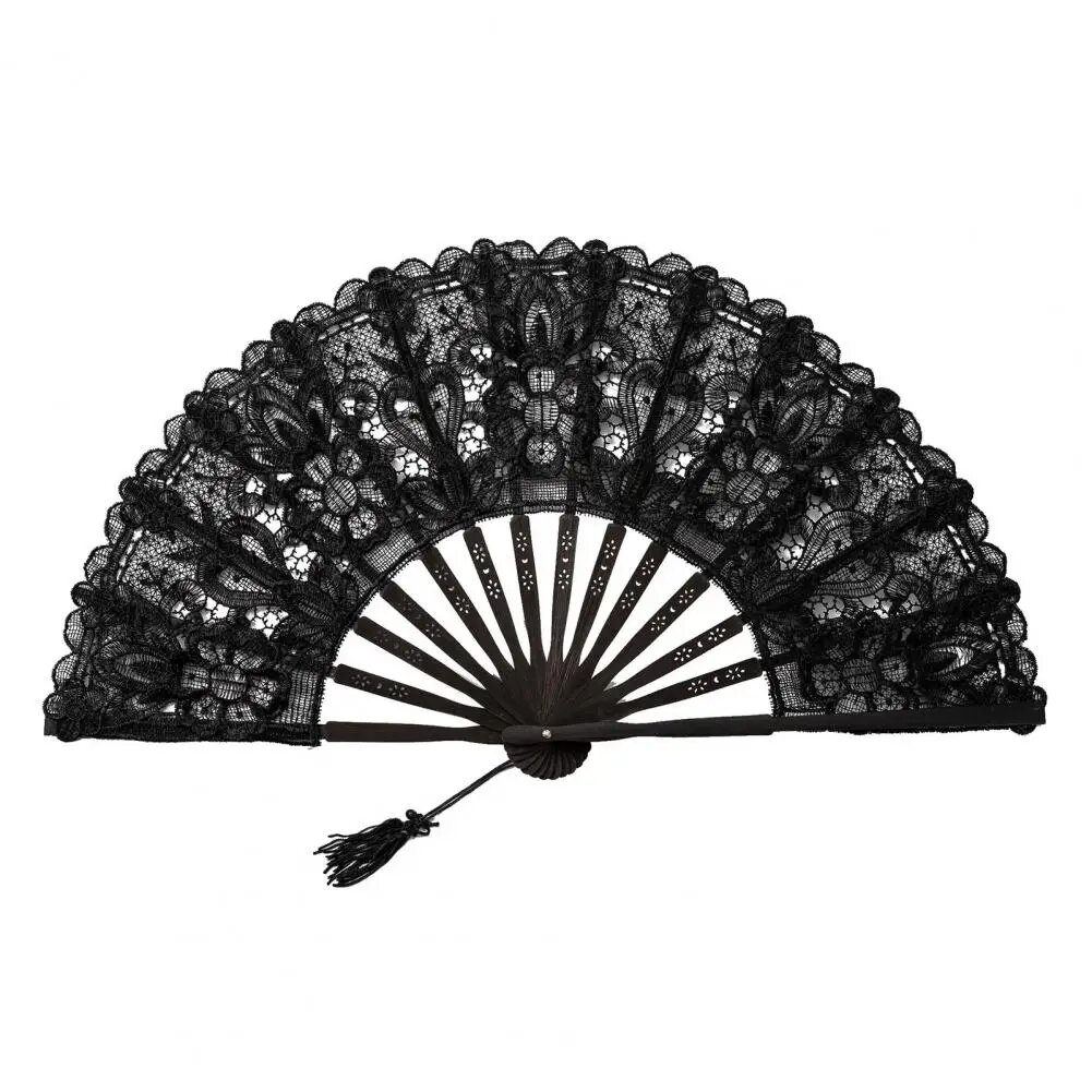 Складной кружевной веер Черный, Black 2