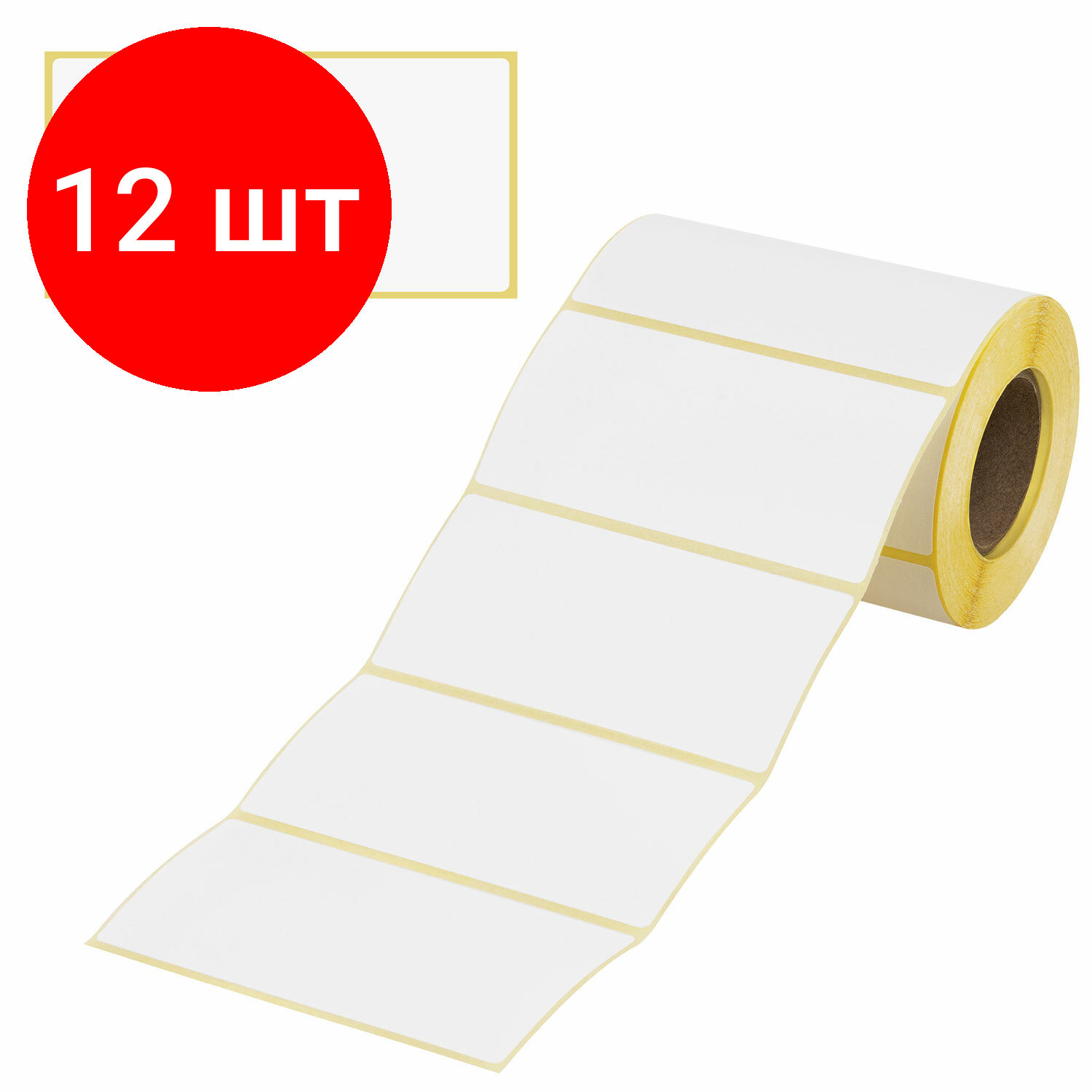 Комплект 12 шт, Этикетка ТермоЭко (100х50 мм), 500 этикеток в ролике, светостойкость до 2 месяцев, 111963