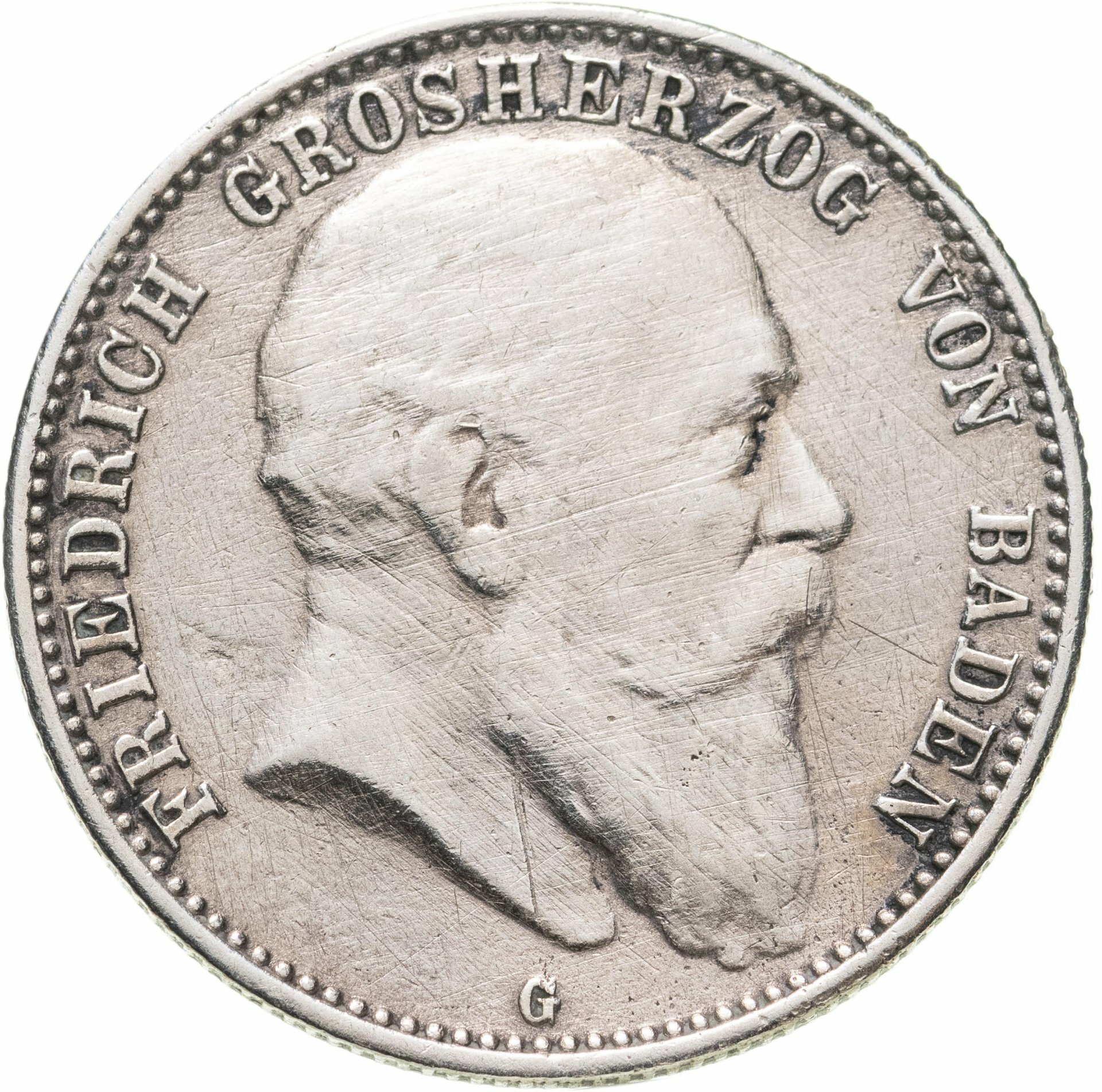Германия, Баден 2 марки 1904, Серебро 900, в сохранности F-VF
