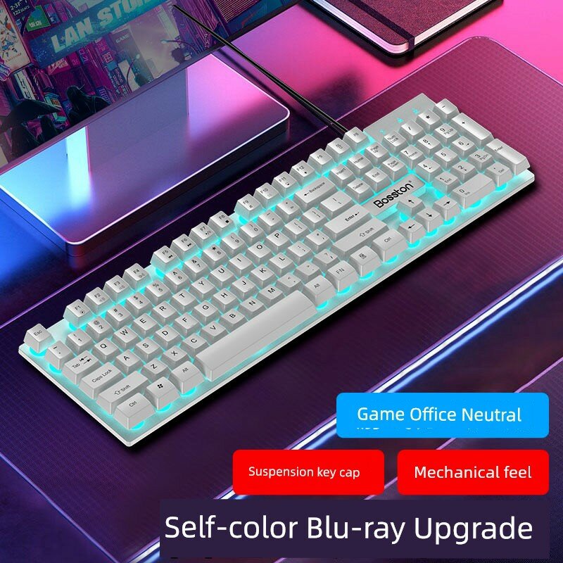 Проводная клавиатура и мышь, набор в стиле панк, ретро, светящаяся круглая клавиатура, механическое ощущение,