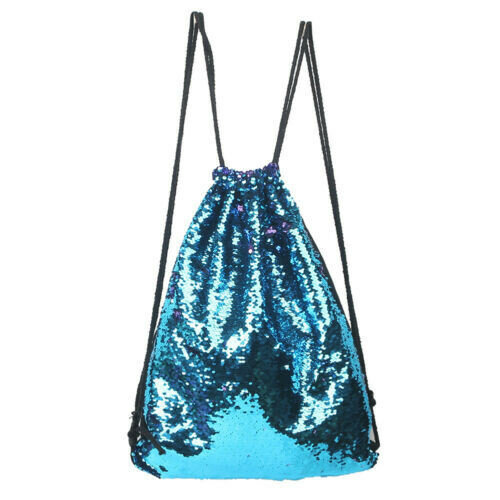 Рюкзак для девочек с блестящими пайетками русалка яркий голубой розовый для спорта и прогулок