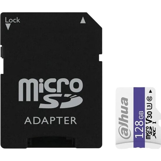 Карта памяти Dahua C100A microSDXC 128GB UHS-I Class 10/U3/V30, 95/38 MB/s + ADP (DHI-TF-C100A-128GB)