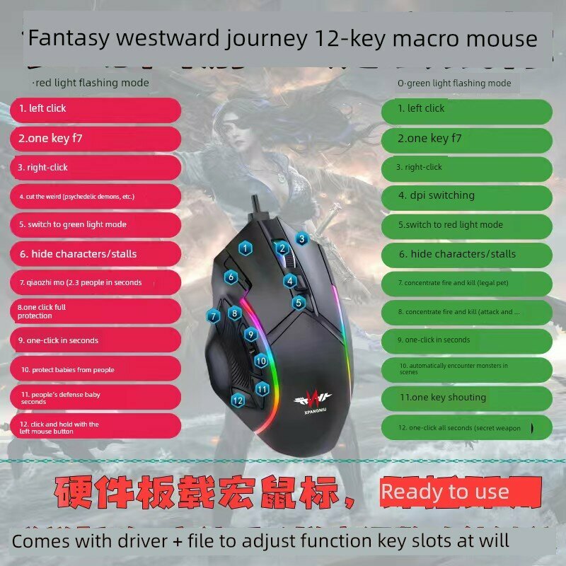 Dream Journey to the West Silent Hardware Macro Keyboard Cutting Monster Connects with Driver Macro File Nine Licheng