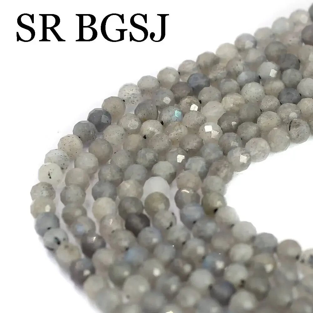 Бусины из лабрадорита, ларвикита и лунного камня 3.5mm faceted