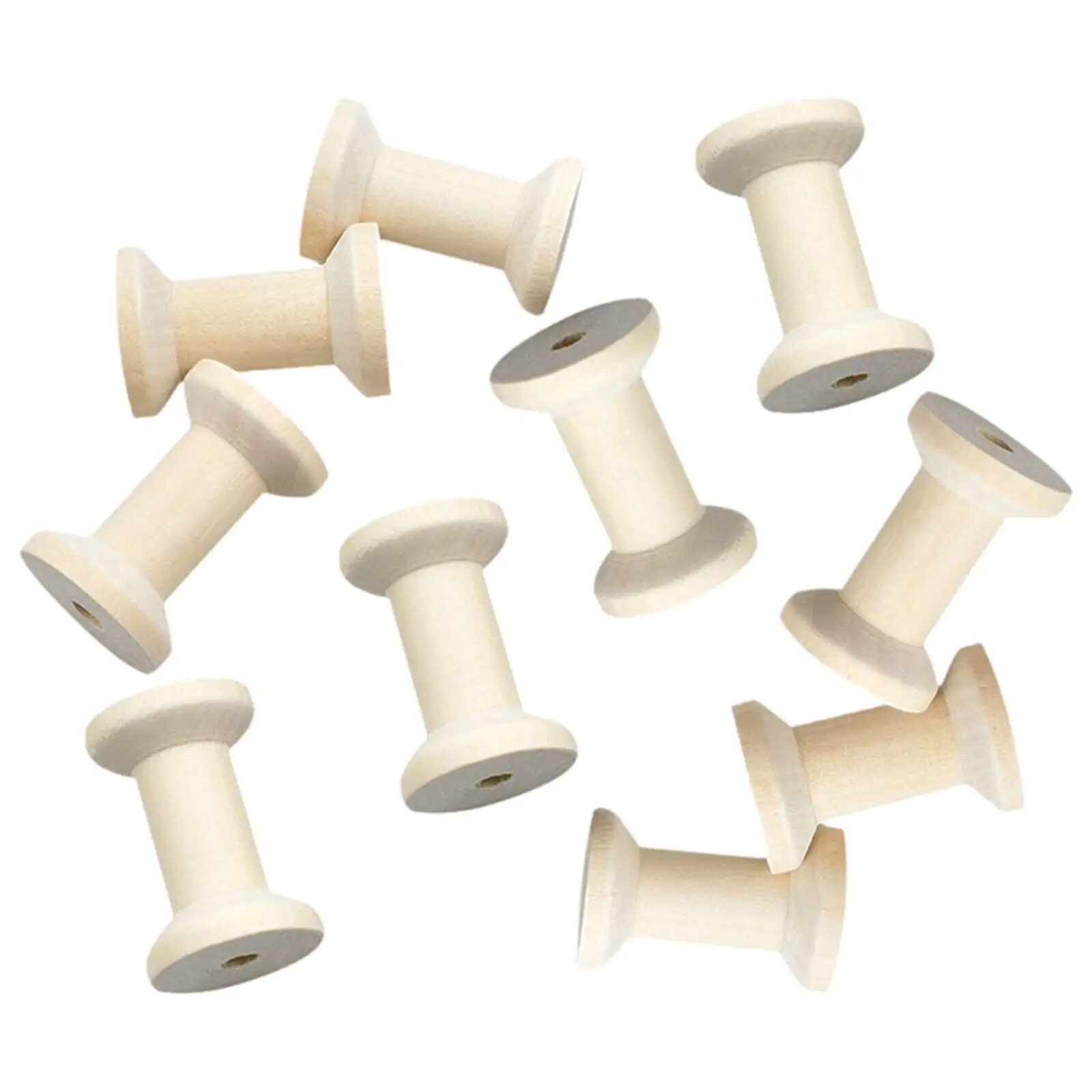 10 пустых деревянных катушек для ниток homyl Бежевый, Light Wood