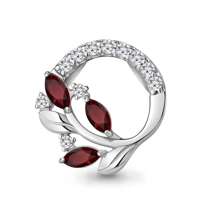 Подвеска, серебро, 925 проба, фианит, гранат