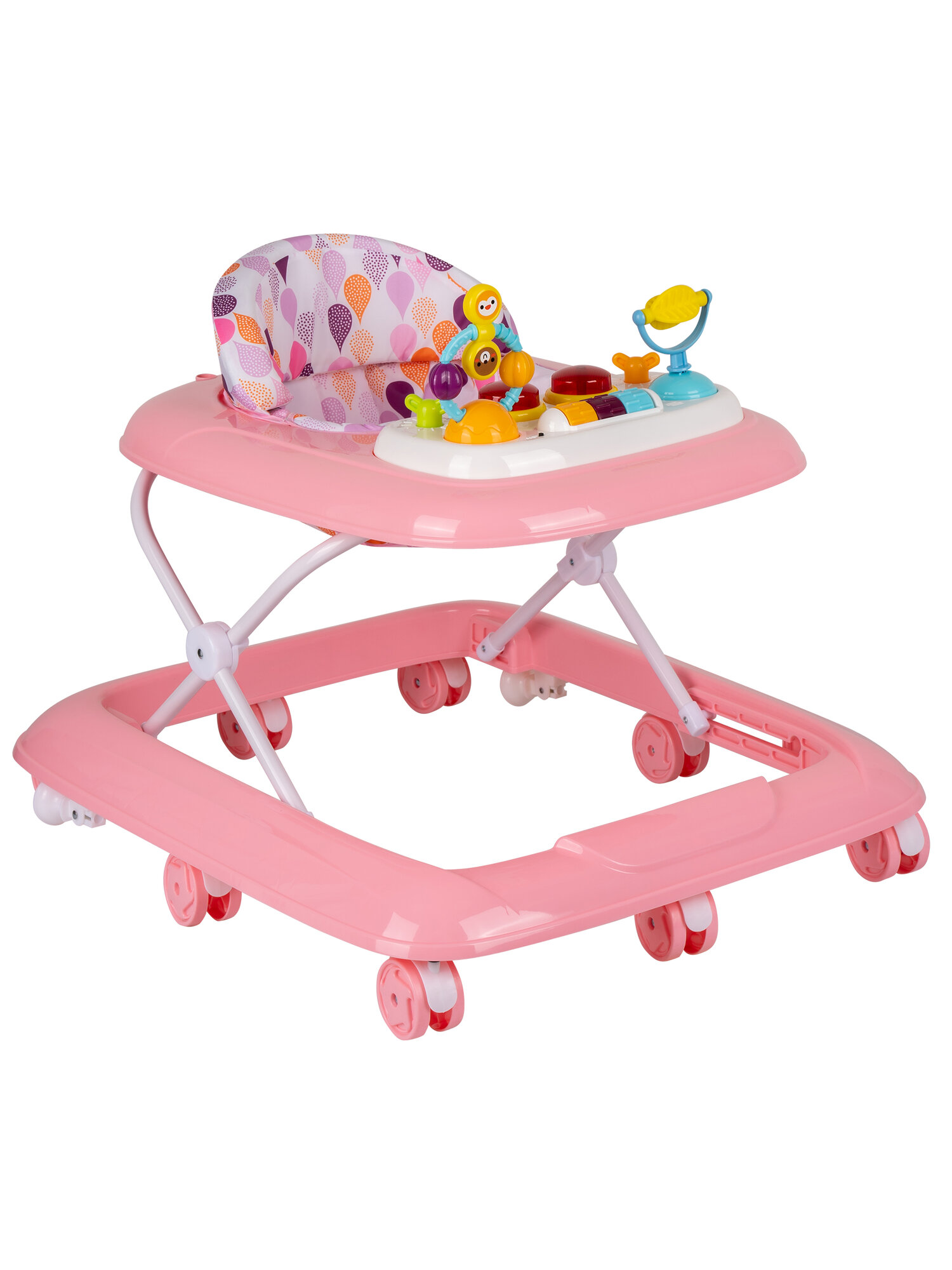 Ходунки детские Indigo Tiny с 6 месяцев, игровая музыкальная панель, световые эффекты, розовый