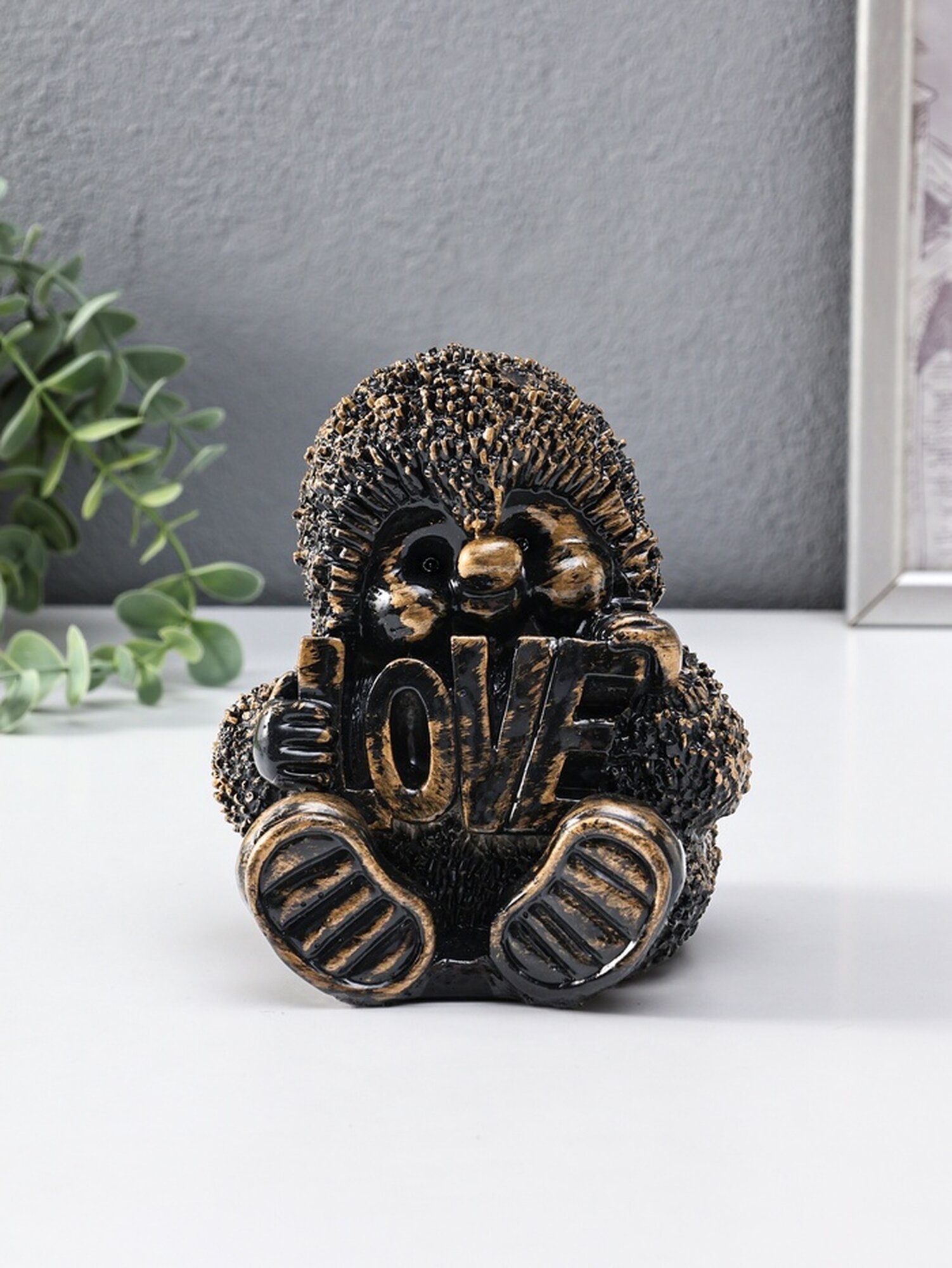 Копилка Хорошие сувениры "Ёжик", гипс, 15см, античная, коричневая