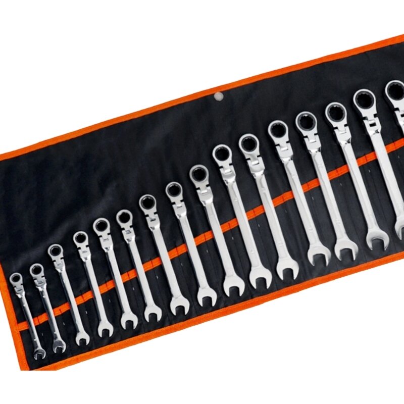 17шт Гибкий Гаечный Ключ С Храповым Механизмом 8-24 мм Гаечный Ключ С Храповым Механизмом Комбинированный Гибкий Гаечный Ключ Быстроразъемный Гаечный Ключ