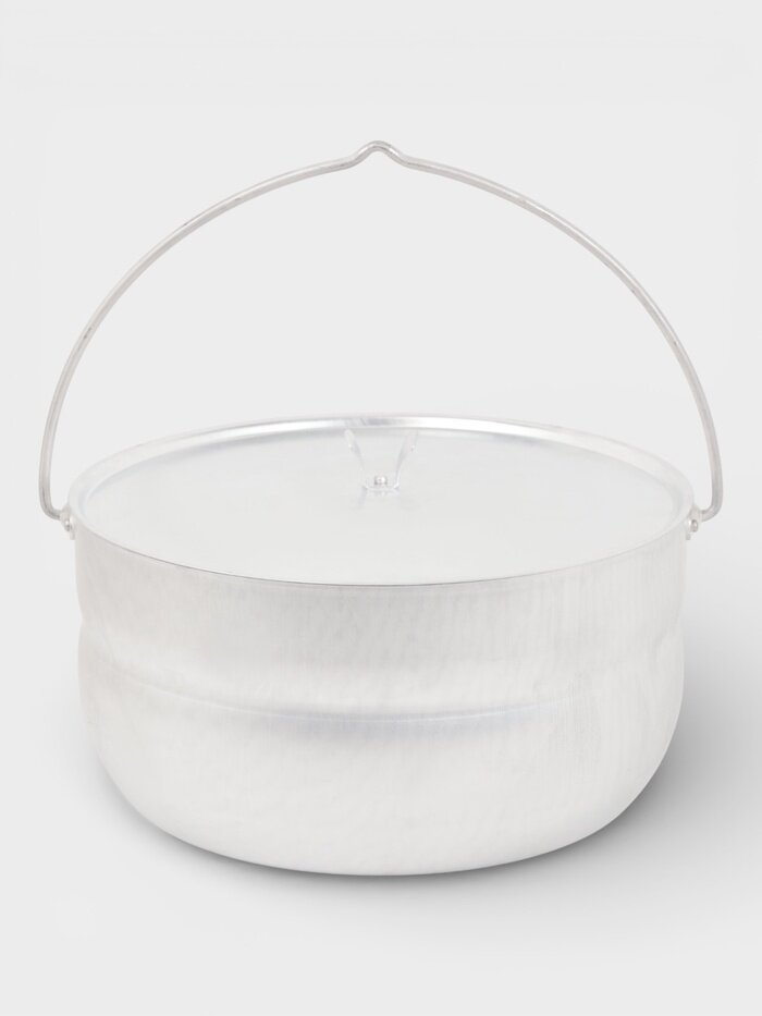 Котелок туристический, 10 л, d=30 см, h=15.5 см, металлическая ручка и крышка, алюминий марки А5, толщина 1.8 мм