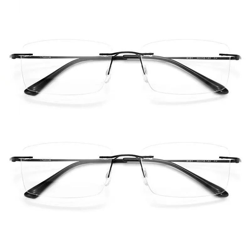 EOENKK Безрамочные очки для чтения из титана 2 пары 2 black, +200