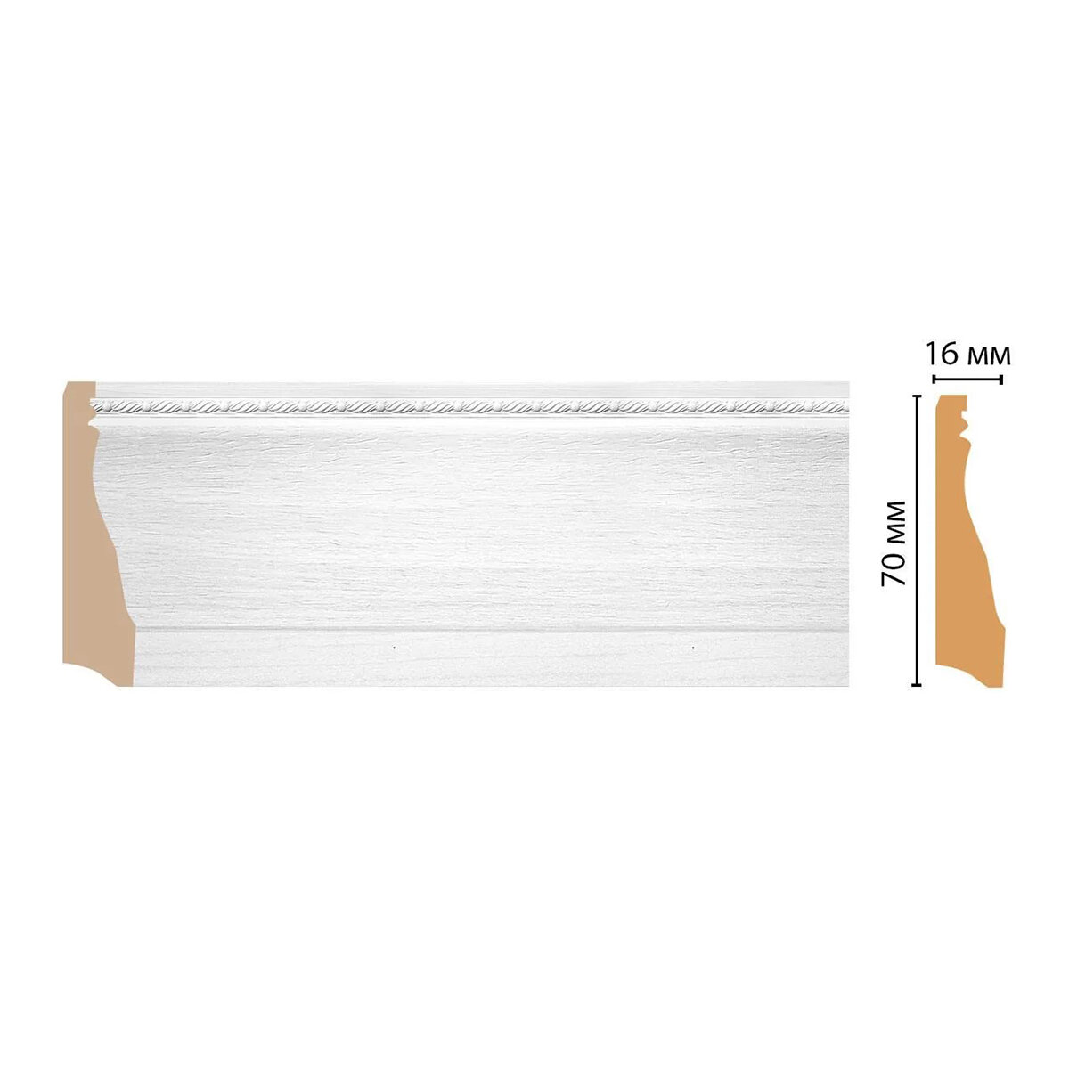 Плинтус напольный DECOMASTER 193-16, 70x16x2400 мм, дюрополимер