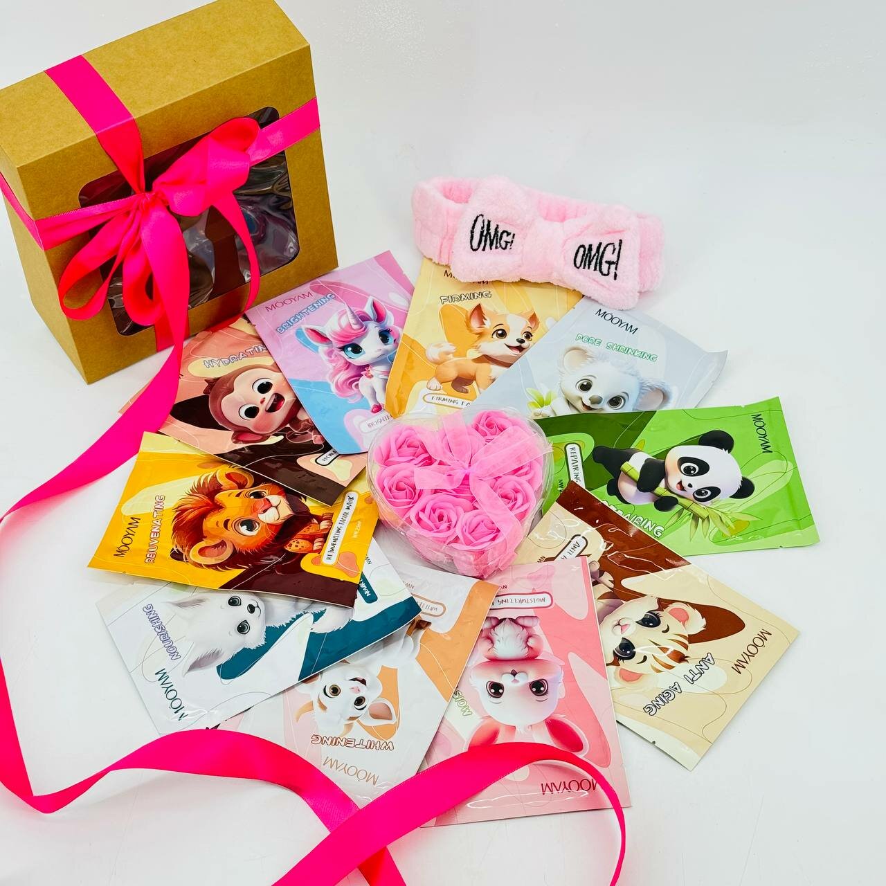 Подарочный набор, бьюти бокс. Набор тканевых масок для лица. Подарок на 14 февраля, 8 марта