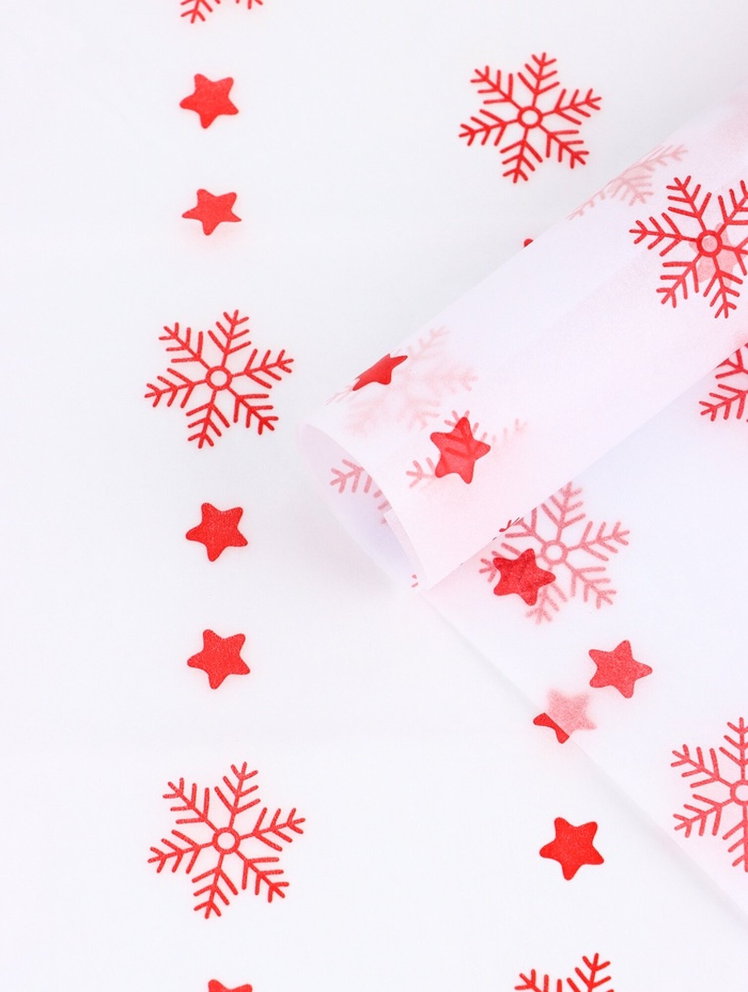 Бумага упаковочная тишью "Снежинки со звездами", 50 х 66 см 10888459