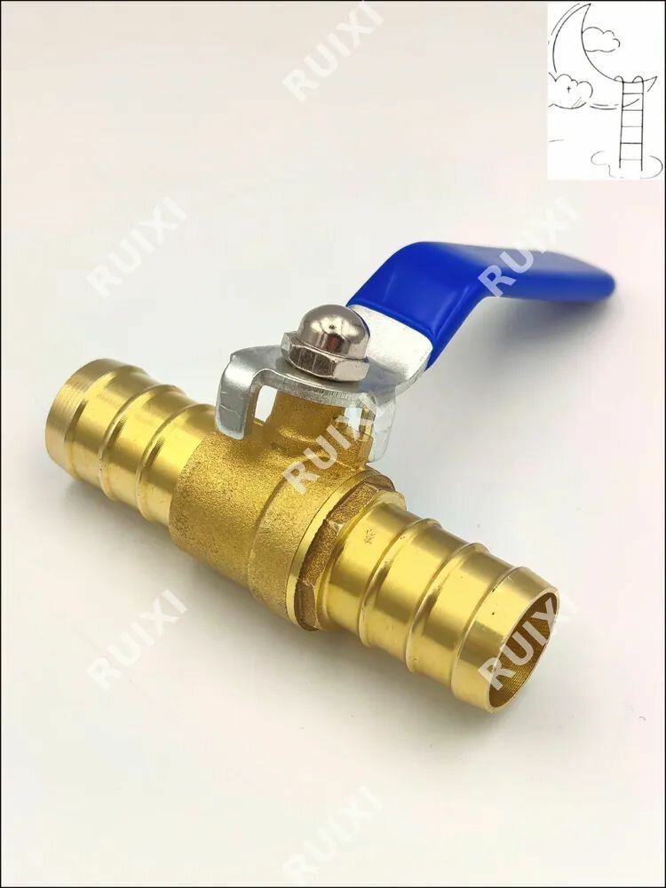 Кран печки отопителя шаровый 18 мм латунный 1/2 со штуцером