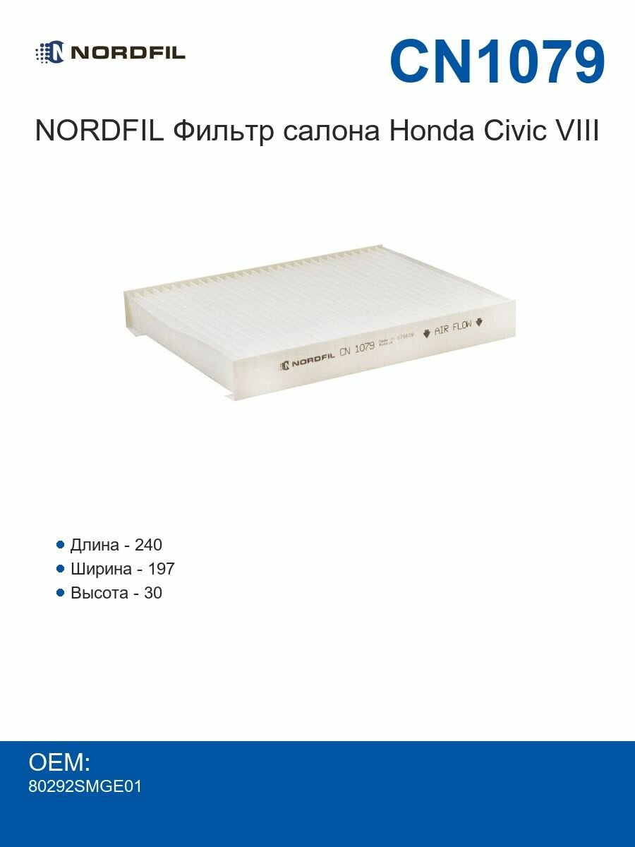 NORDFIL Фильтр салона Honda Civic VIII