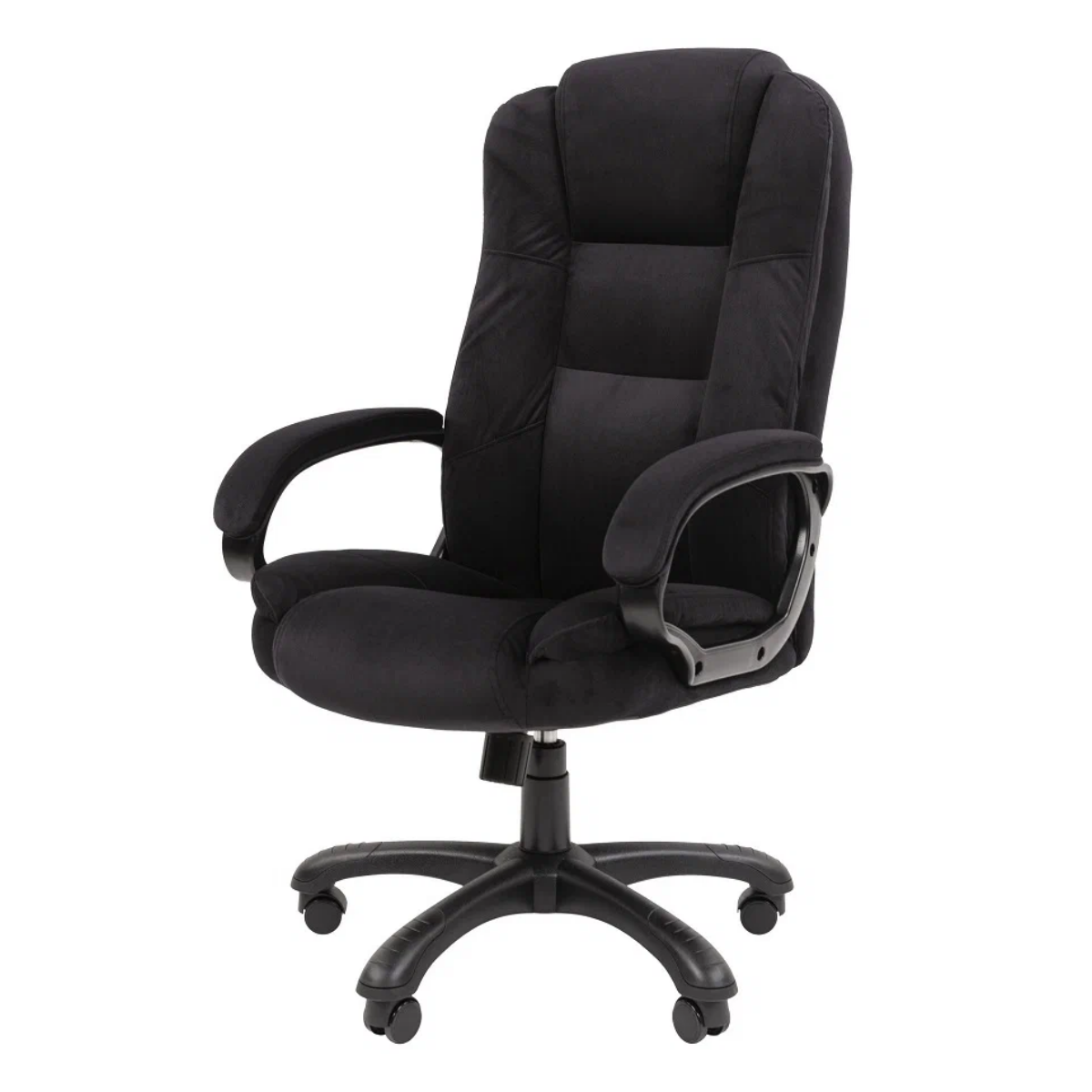 Кресло Chairman Home 600 Т-84 черное, офисное выдерживает до 120 кг, ткань велюр, каркас металл/пластик