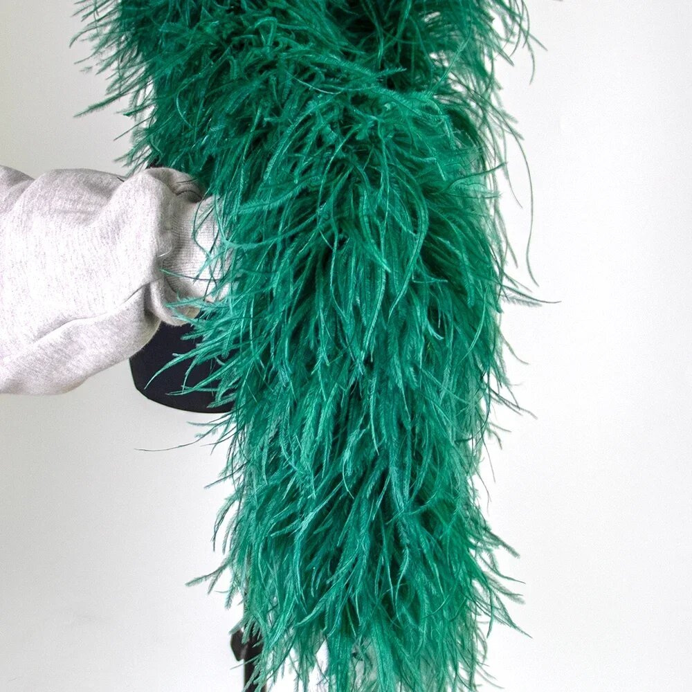 Страусиное перо боа WZBDECOR 2 метра Изумрудный, 1ply, dark green