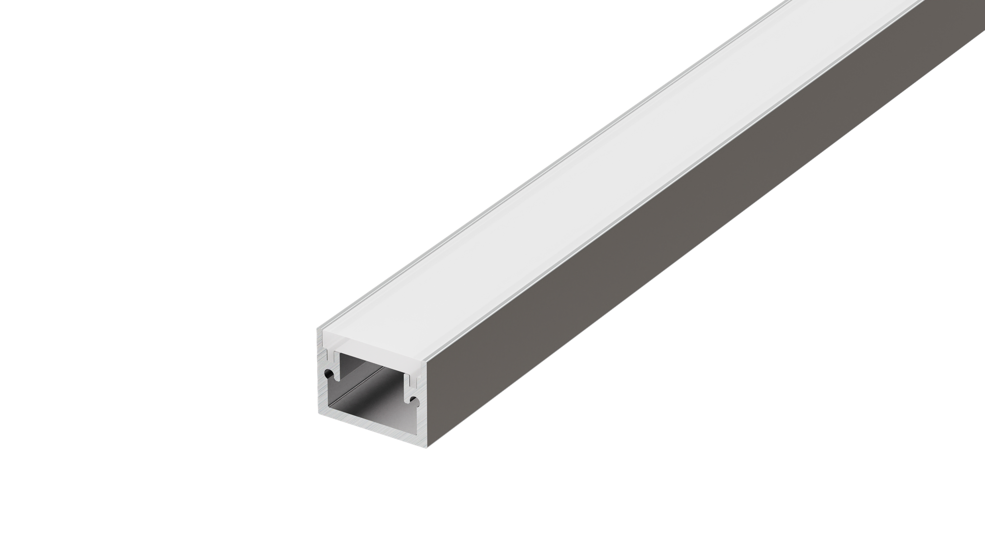 Напольный врезной профиль 20х15мм, длина 2 метра, матовый экран, 4 заглушки, цвет алюминий, Donel